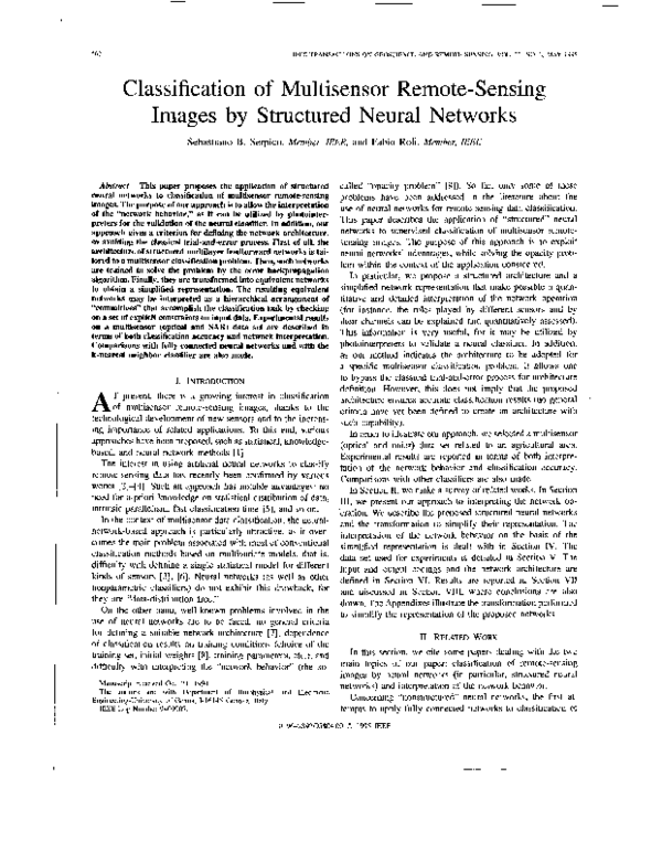 Pdf Classification Of Multisensor Remote Sensing Images By Structured