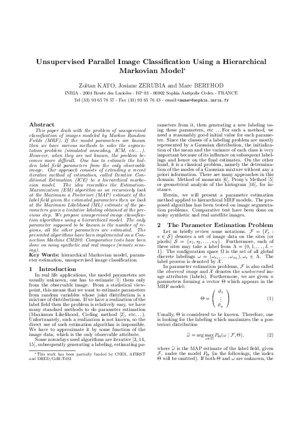Pdf Unsupervised Parallel Image Classification Using A Hierarchical