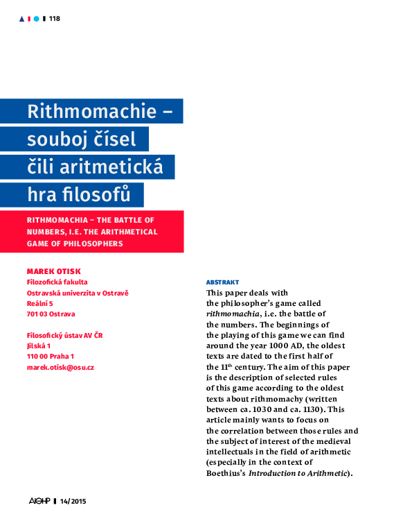 (PDF) Rithmomachie – souboj čísel čili aritmetická hra filosofů