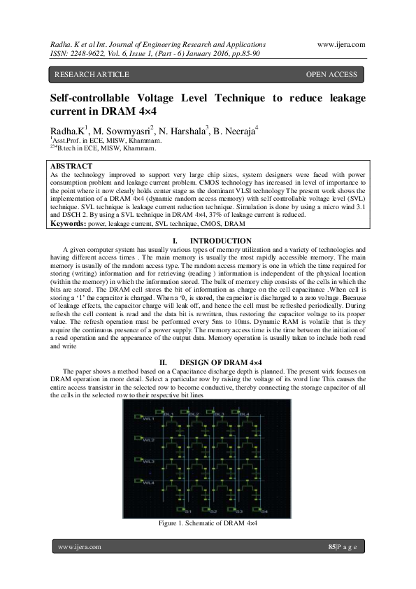 (PDF) Self-controllable Voltage Level Technique to reduce leakage current in DRAM 4×4