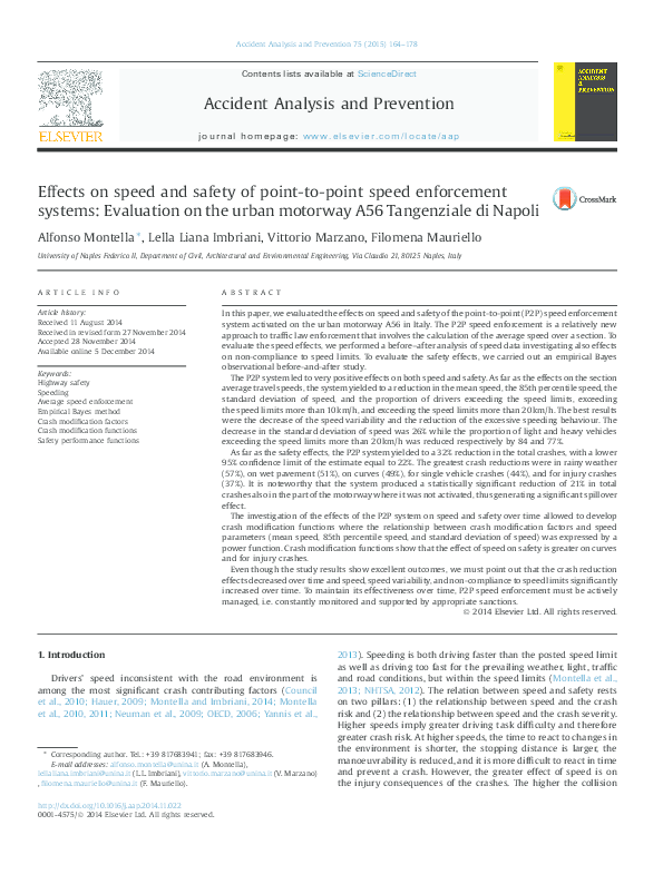 (PDF) Effects on speed and safety of point-to-point speed enforcement ...