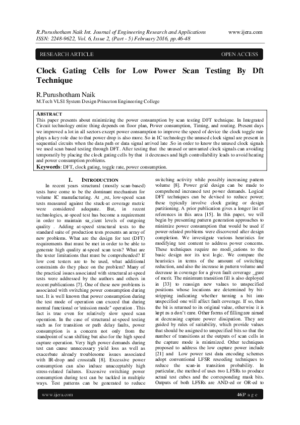 Pdf Clock Gating Cells For Low Power Scan Testing By Dft Technique