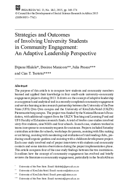 (PDF) Strategies and Outcomes of community engagement using an adaptive ...