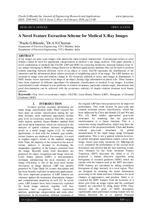 (PDF) A Novel Feature Extraction Scheme for Medical X-Ray Images