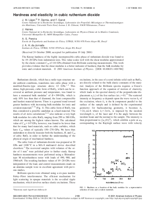 (PDF) Hardness and elasticity in cubic ruthenium dioxide
