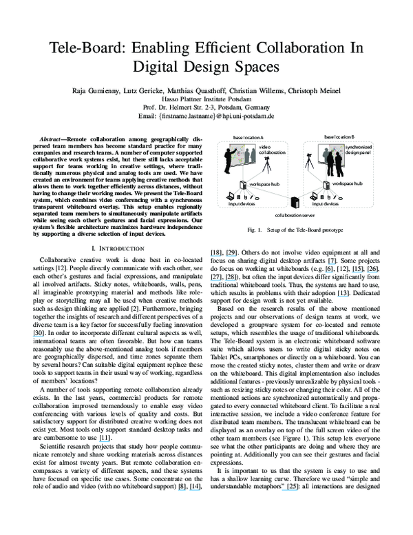(PDF) Tele-Board: Enabling Efficient Collaboration In Digital Design ...