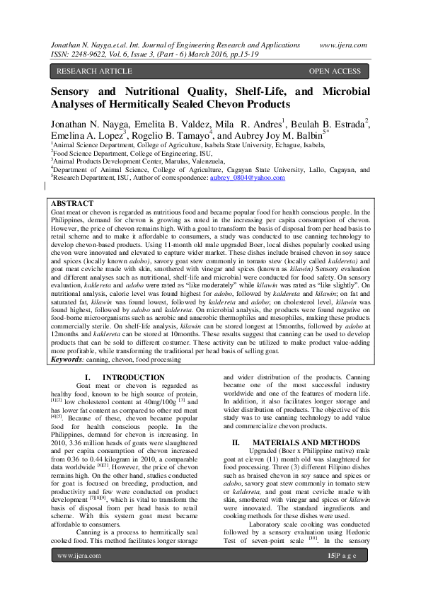 (PDF) Sensory and Nutritional Quality, Shelf-Life, and Microbial ...