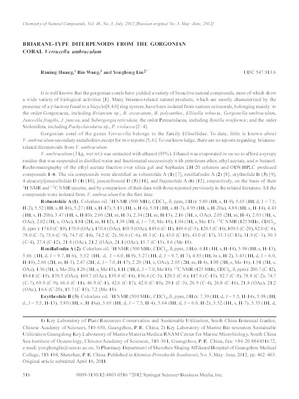 (PDF) Briarane-type diterpenoids from the gorgonian coral Verrucella ...