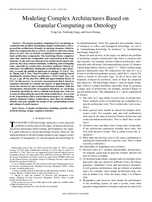 (PDF) Modeling Complex Architectures Based on Granular Computing on Ontology