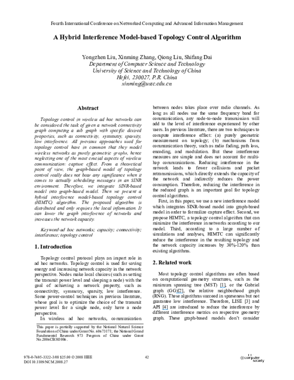 Pdf Hybrid Interference Model For Topology Control In Networks