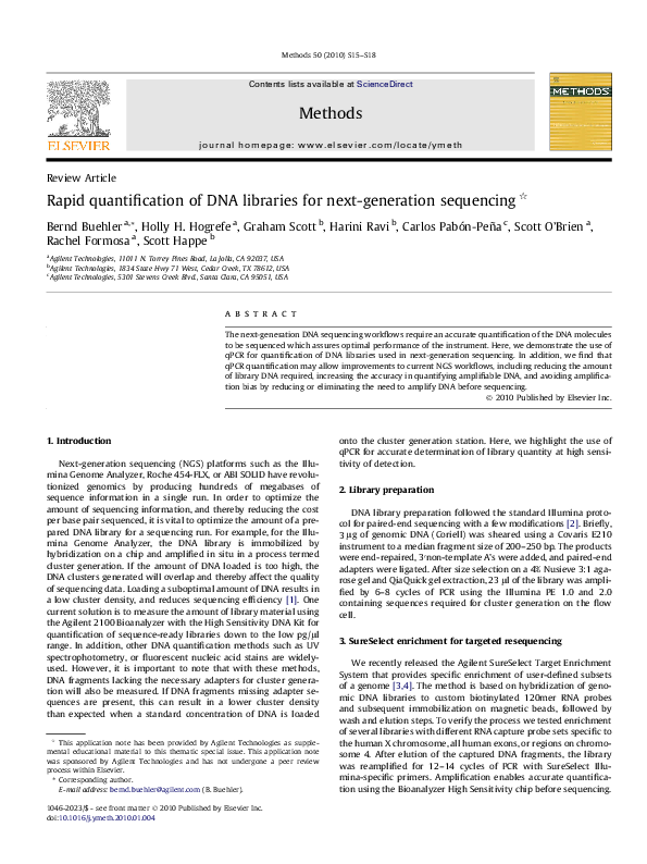 (PDF) Rapid quantification of DNA libraries for next-generation sequencing