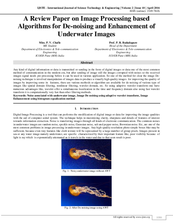 (PDF) A Review Paper on Image Processing based Algorithms for De-noising and Enhancement of ...