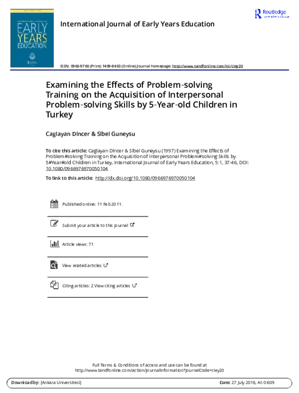 (PDF) Examining The Effects of Problem Solving Training on The ...