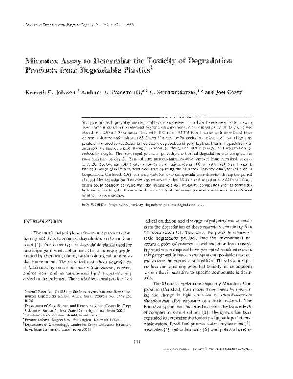(PDF) Microtox assay to determine the toxicity of degradation products ...