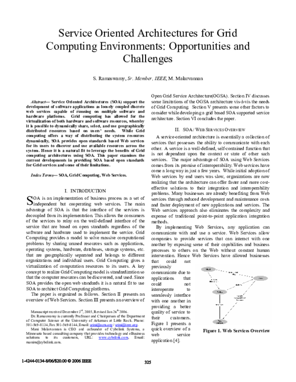 Pdf Service Oriented Architectures For Grid Computing Environments