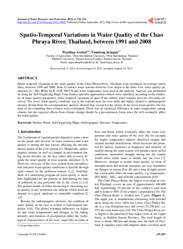 (PDF) Spatio-temporal variations in water quality of Nullah Aik-tributary of the river Chenab ...