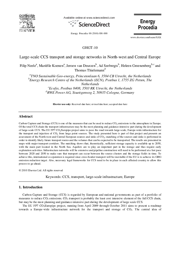 (PDF) Large-scale CCS transport and storage networks in North-west and ...