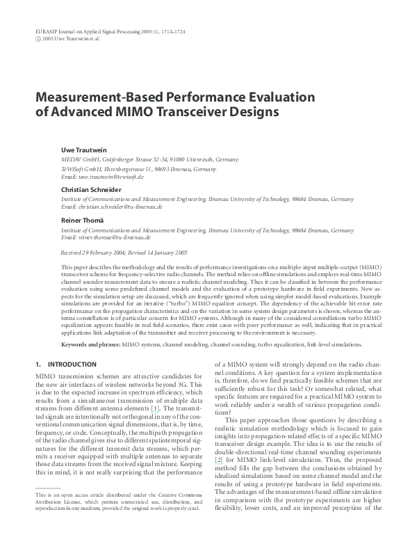 (PDF) Measurement-Based Performance Evaluation of Advanced MIMO ...