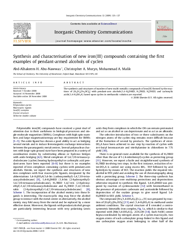 (PDF) Synthesis and characterisation of new iron(III) compounds ...
