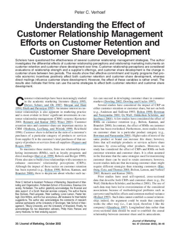 (PDF) Understanding the Effect of Customer Relationship Management ...