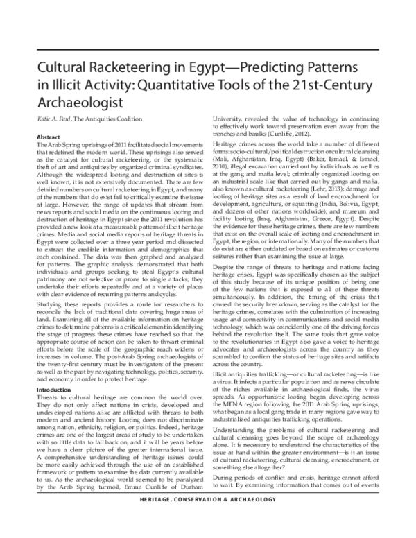 (PDF) Cultural Racketeering in Egypt Predicting Patterns in Illicit ...