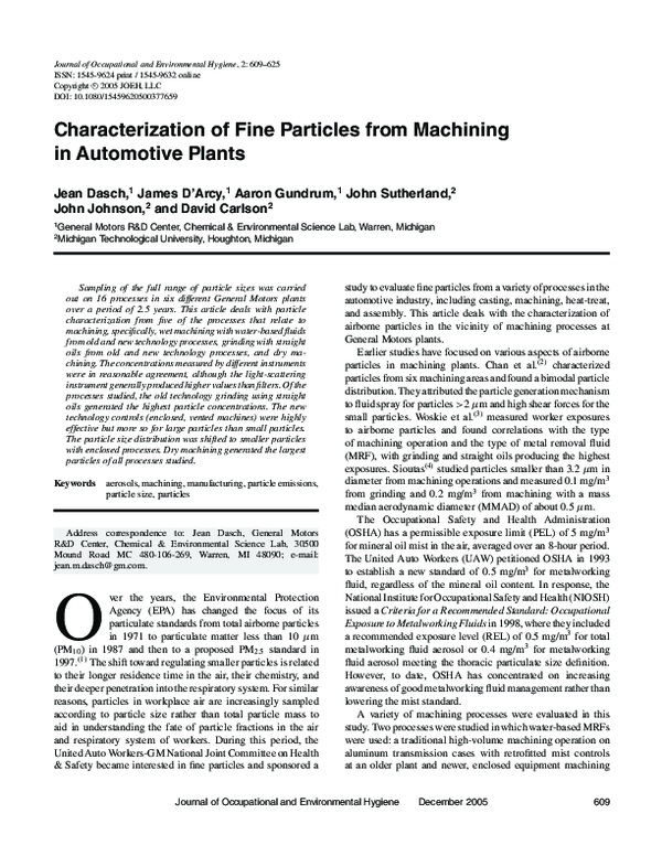 (PDF) Characterization of Fine Particles from Machining in Automotive ...