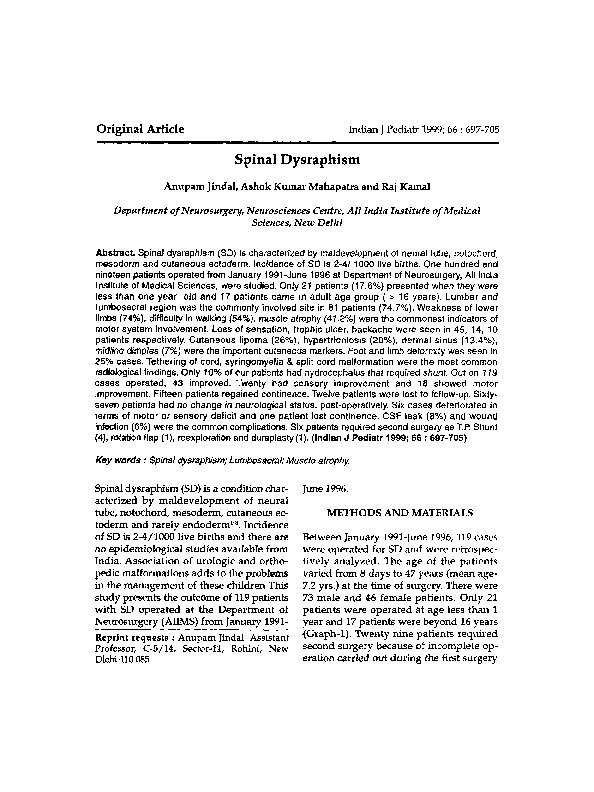 (PDF) Spinal dysraphism