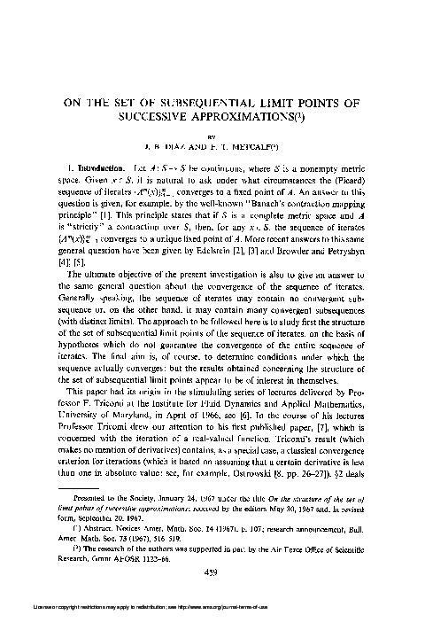(PDF) On the Set of Subsequential Limit Points of Successive Approximations