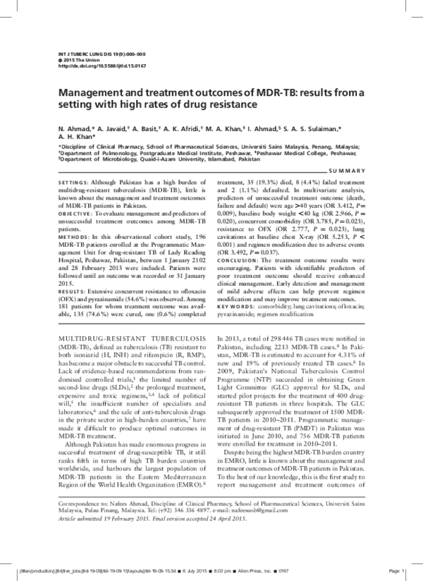 (PDF) TreaTmenT of Tuberculosis | vivaswan jnawali - Academia.edu