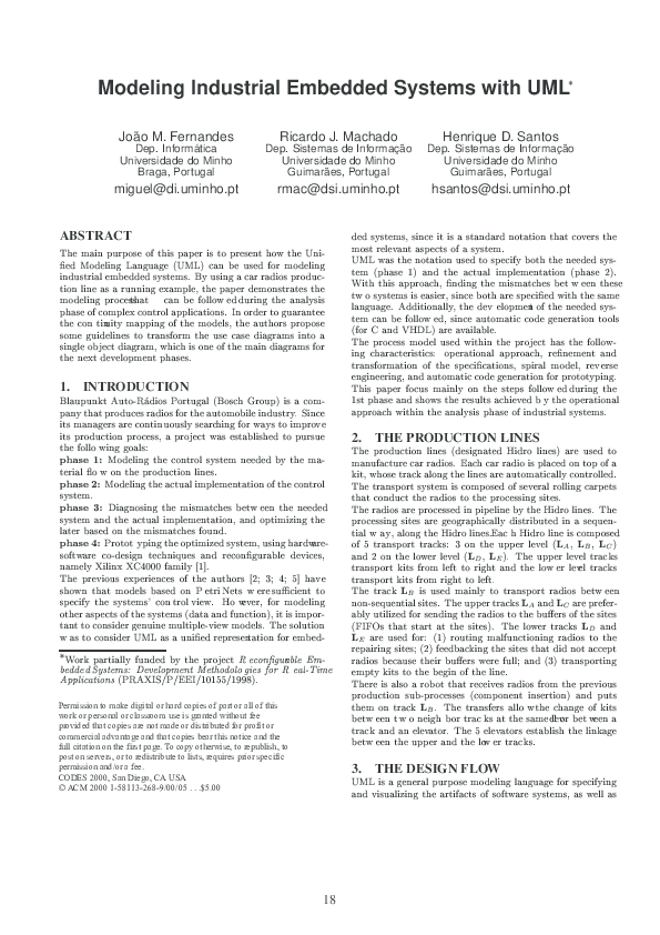 Pdf Modeling Industrial Embedded Systems With Uml
