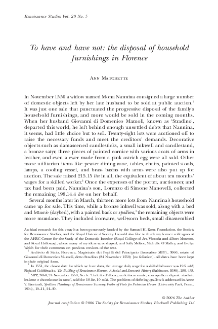 (PDF) To have and have not: the disposal of household furnishings in ...