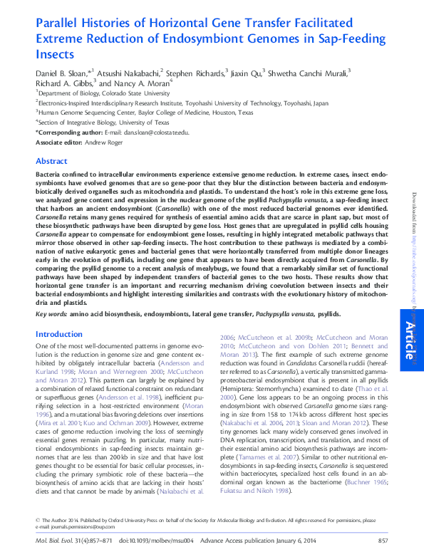(PDF) Parallel Histories of Horizontal Gene Transfer Facilitated ...