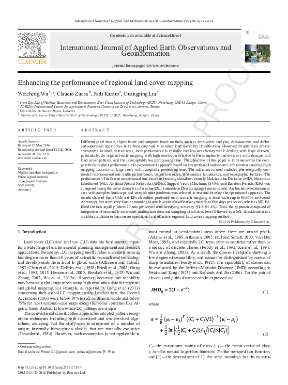 Enhancing the performance of regional land cover mapping