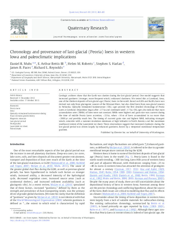 (PDF) Chronology and provenance of last-glacial (Peoria) loess in ...