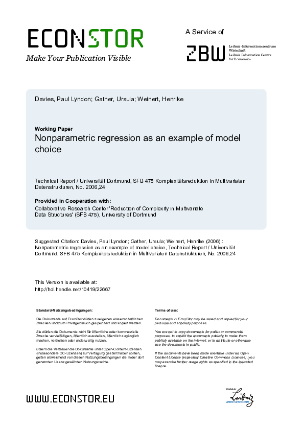 (PDF) Nonparametric Regression as an Example of Model Choice