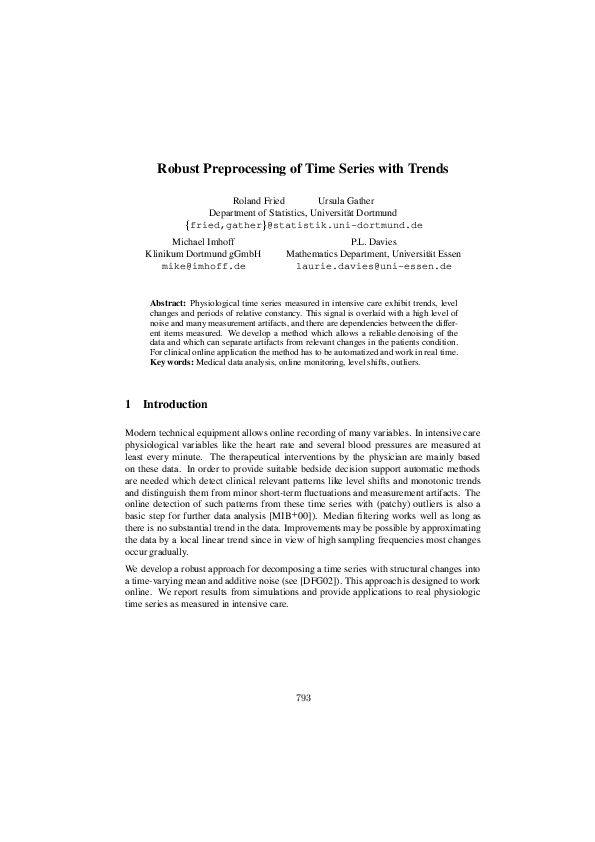 (PDF) Robust Preprocessing of Time Series with Trends