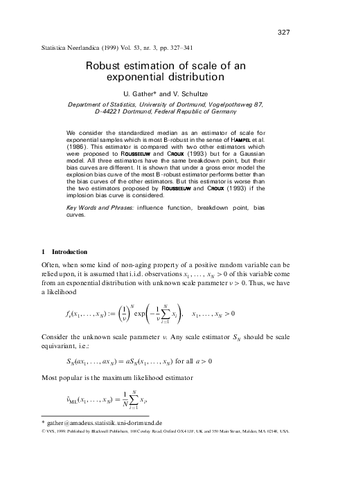 (PDF) Robust Estimation of Scale of an Exponential Distribution