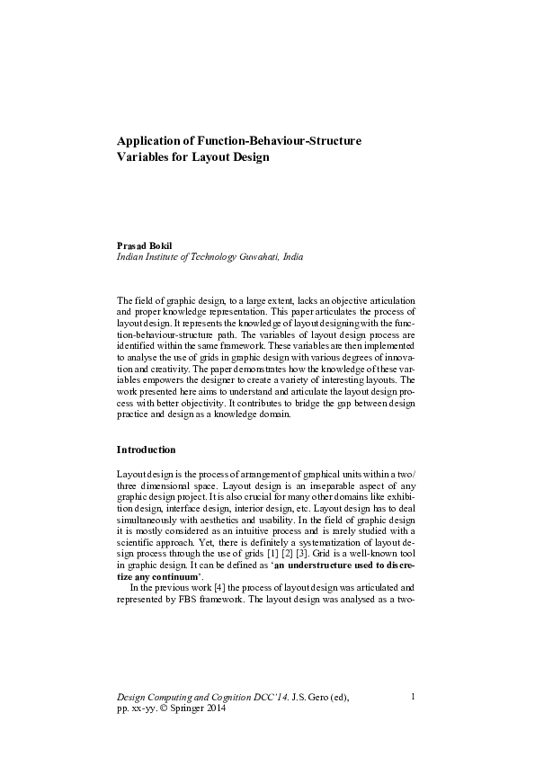 Pdf Application Of Function Behaviour Structure Variables For Layout