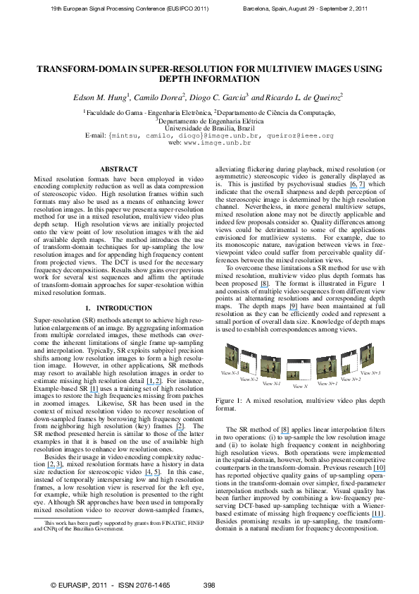 Pdf Super Resolution For Multiview Images Using Depth Information