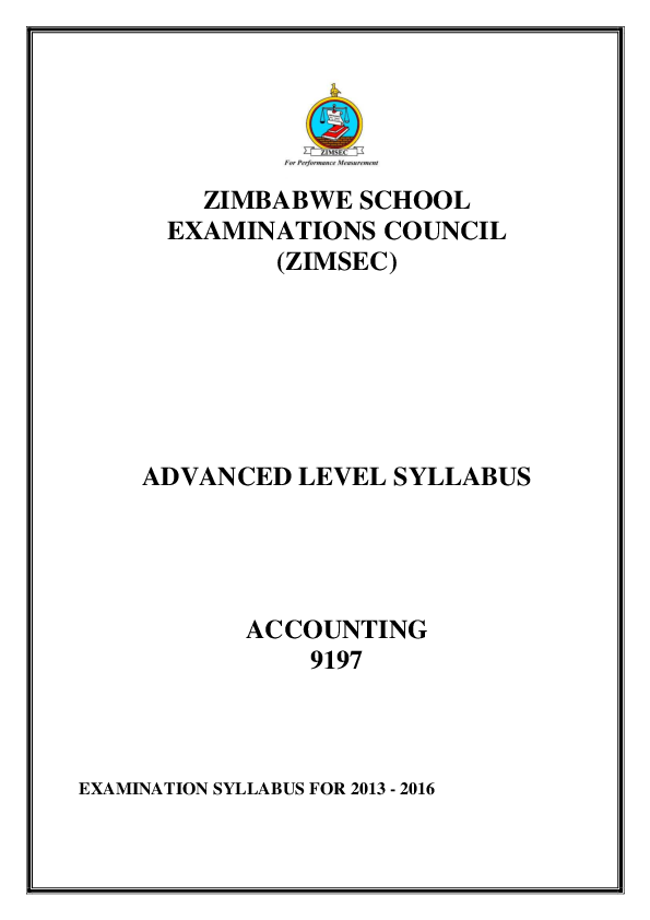 (PDF) ADVANCED LEVEL SYLLABUS ACCOUNTING 9197 EXAMINATION SYLLABUS FOR ...