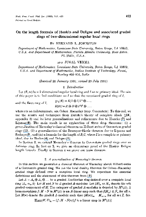 (PDF) On the length formula of Hoskin and Deligne and associated graded ...