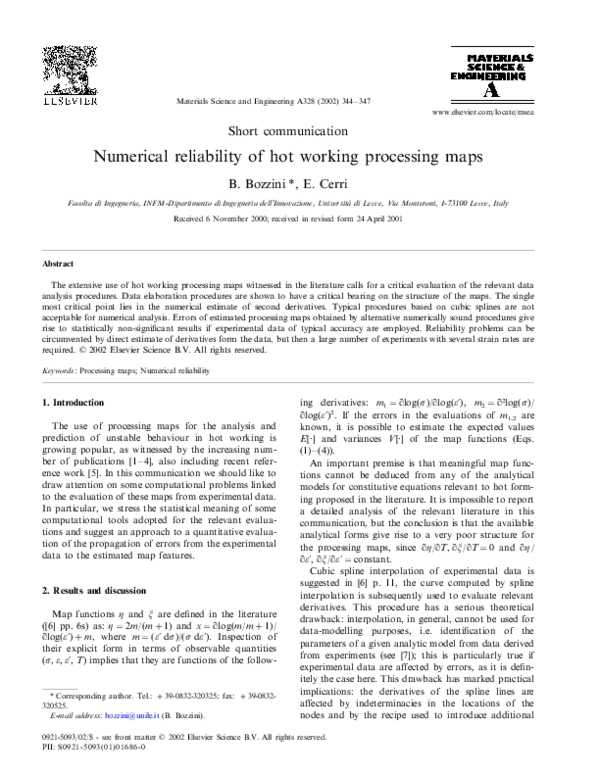 (PDF) Numerical reliability of hot working processing maps