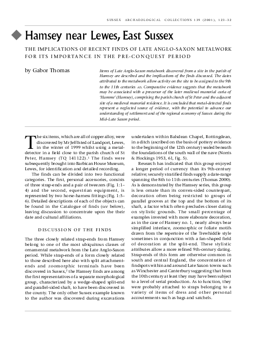 (PDF) Hamsey near Lewes, East Sussex: the implications of recent finds ...