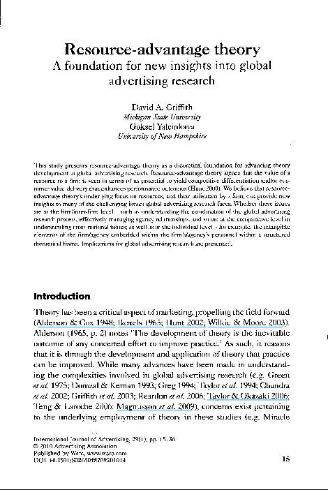 (PDF) Resource-advantage theory: a foundation for new insights into ...