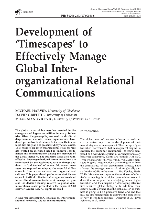 (PDF) Development of `timescapes' to effectively manage global inter ...