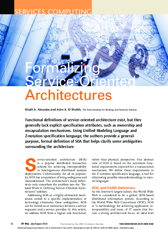 (PDF) Formalizing Service-Oriented Architectures