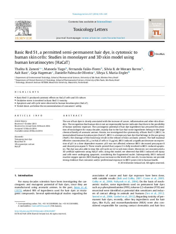 (PDF) Basic Red 51, a permitted semi-permanent hair dye, is cytotoxic ...