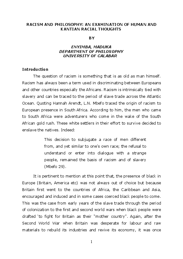(DOC) RACISM AND PHILOSOPHY