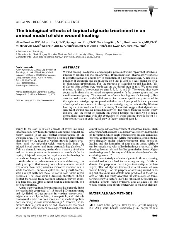 (PDF) The biological effects of topical alginate treatment in an animal ...