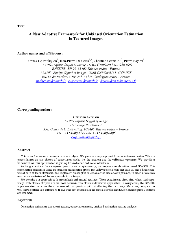 Pdf A New Adaptive Framework For Unbiased Orientation Estimation In